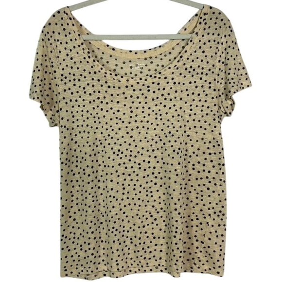 LOFT | Tops | Loft 0 Linen Tee Large Light Tan With Black Polka Dots ...